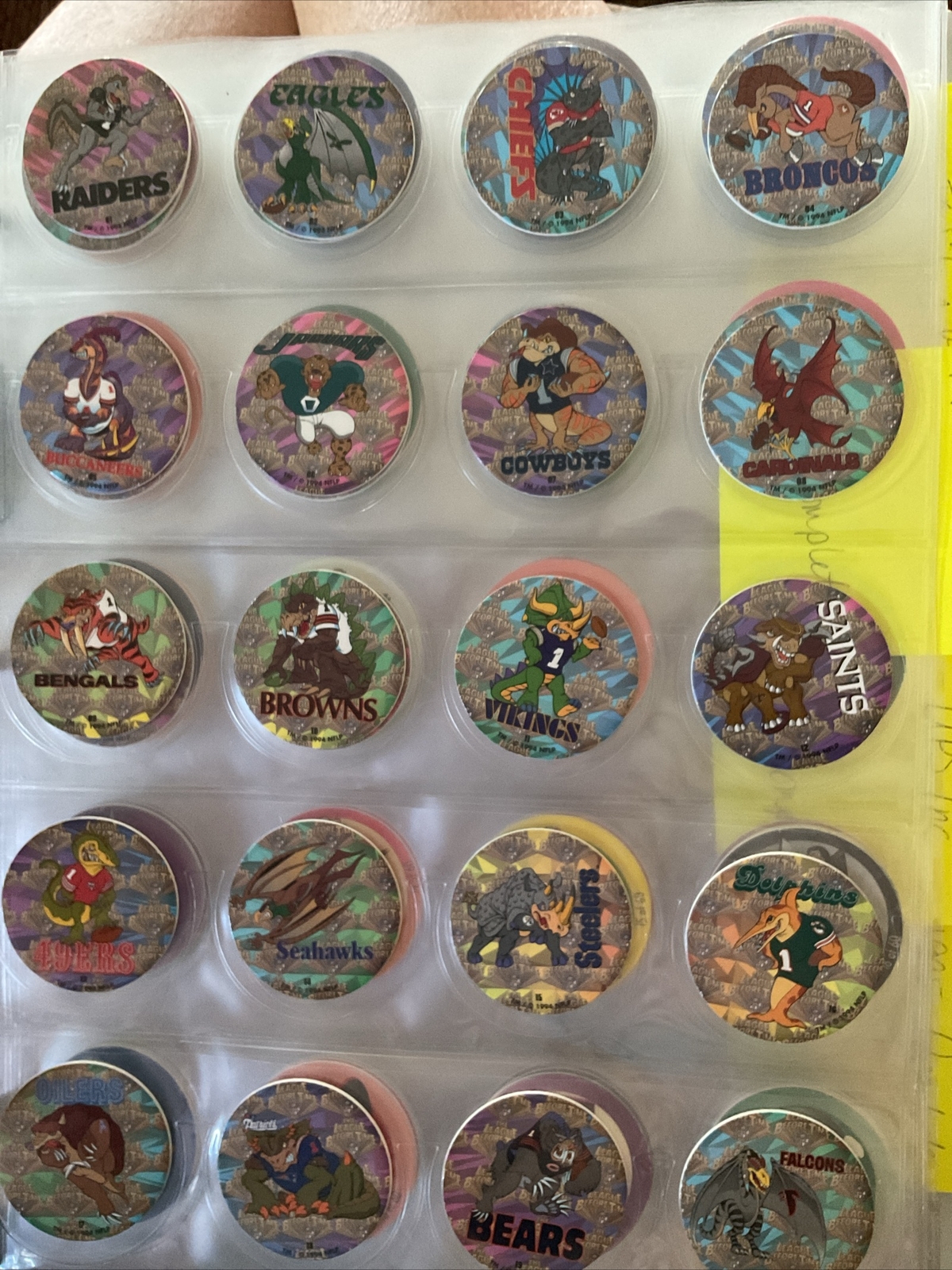 The League Before Time Football Mascots Pogs 1-30 Milk Caps 1994 Boink ...
