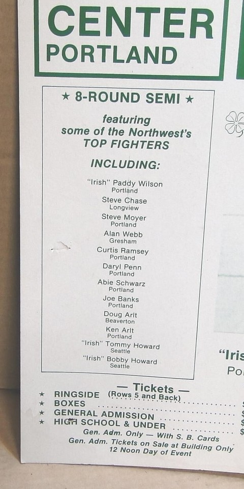 Vintage Boxing Poster-Johnny Sullivan vs Clarence Howard, Portland ...