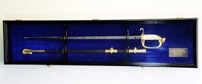 Sword Display Case Black Blue Saber USMC NCO Navy Katana Blade Wood ...