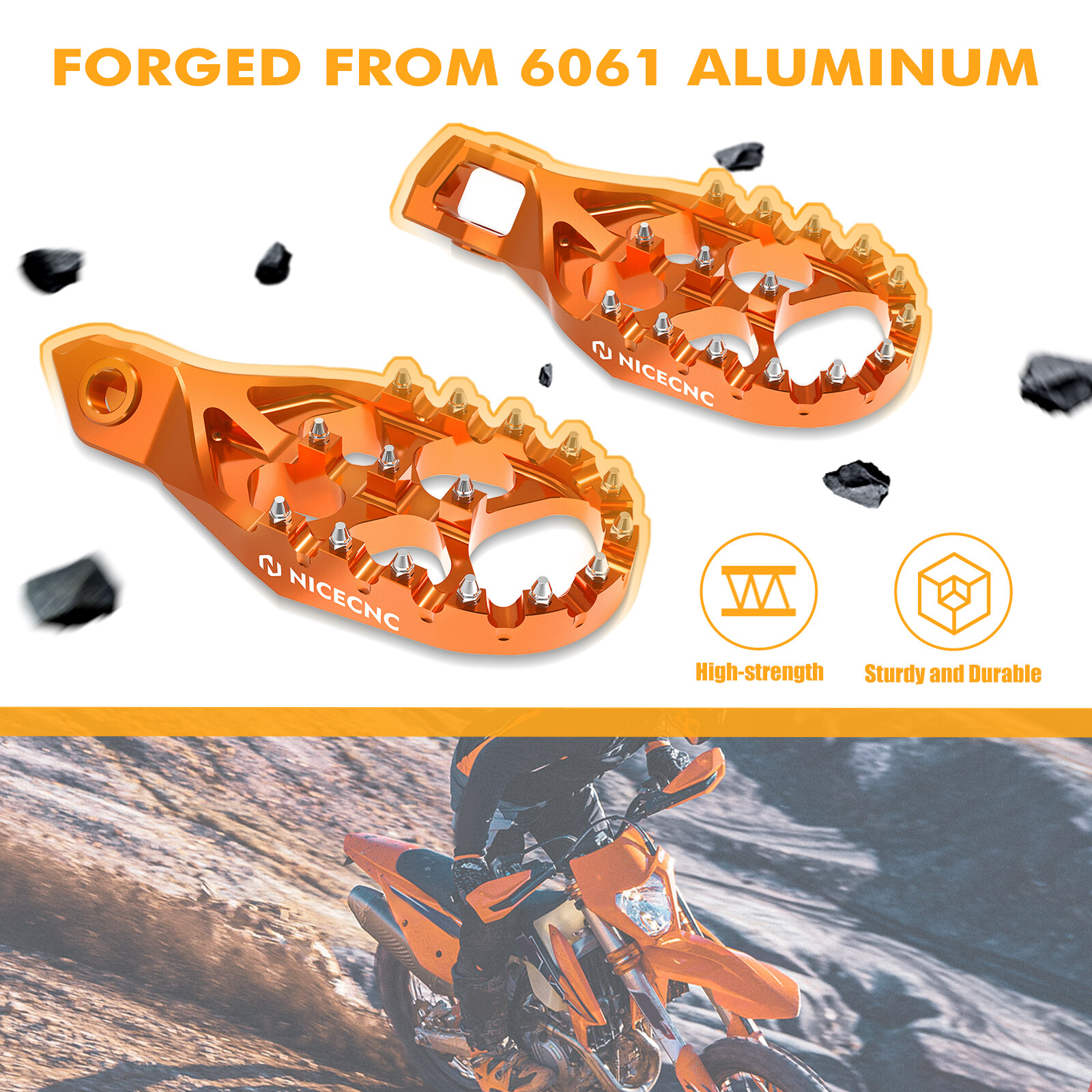 Forged Foot Pegs Footrests For KTM 125 250 300 350 450 XC SX XCF SXF ...