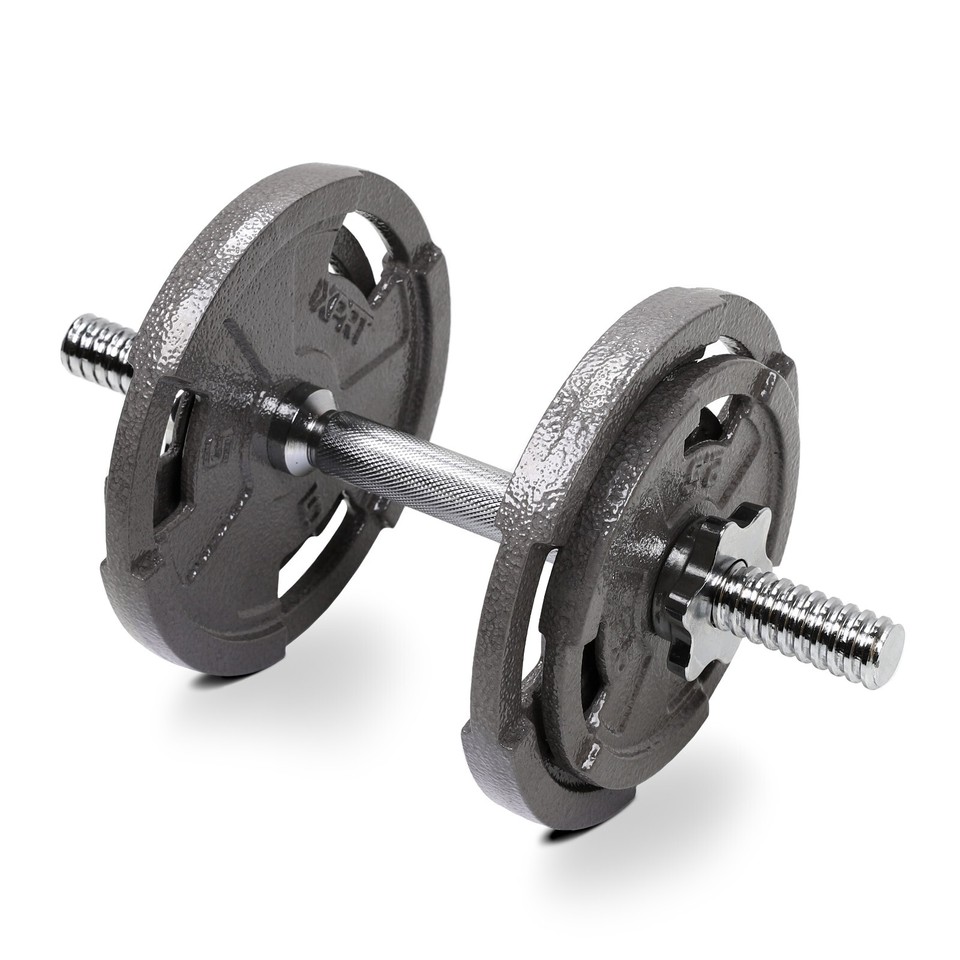 XPRT Adjustable Dumbbell Handles 14"/19.5" Chrome/Black/Rubber 1" Plate ...