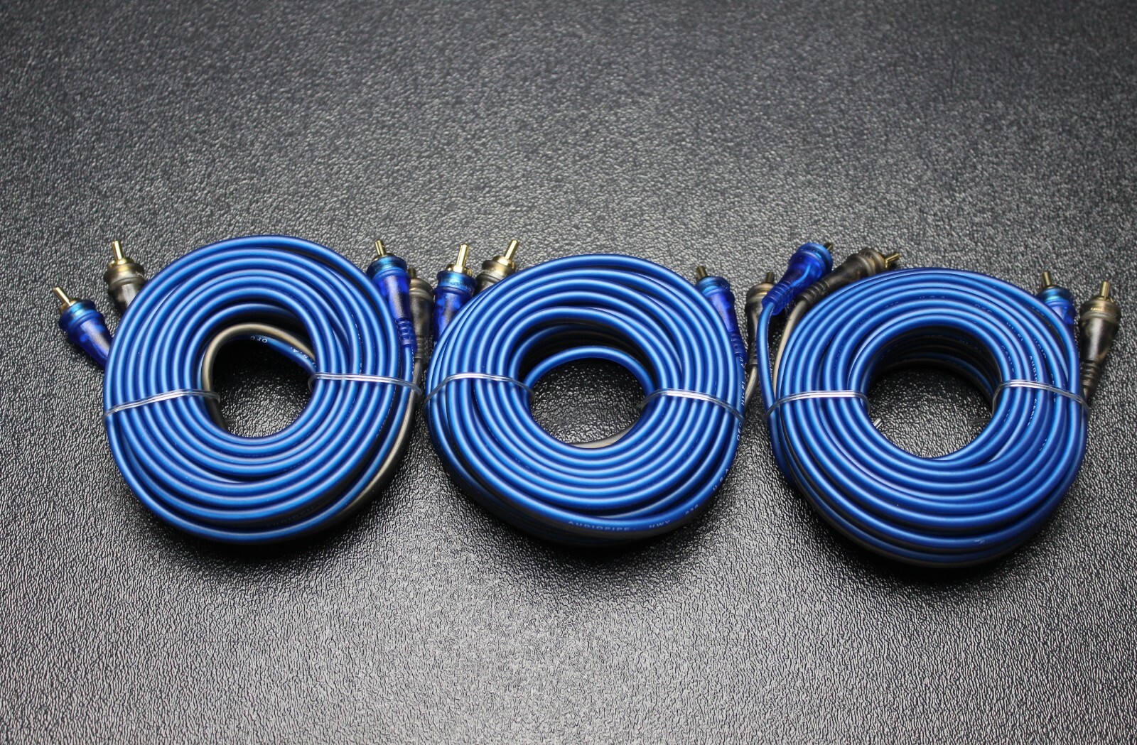 3 PC 20 FT RCA WIRE BLUE GRAY 2 CHANNEL CAR HOME AUDIO INTERCONNECT ...