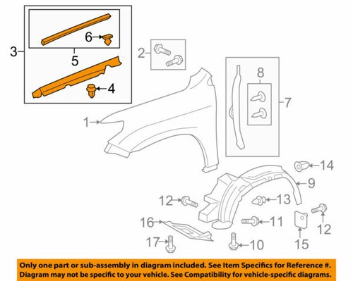 53805-60100 Toyota Seal, front fender main, rh 5380560100, New Genuine ...