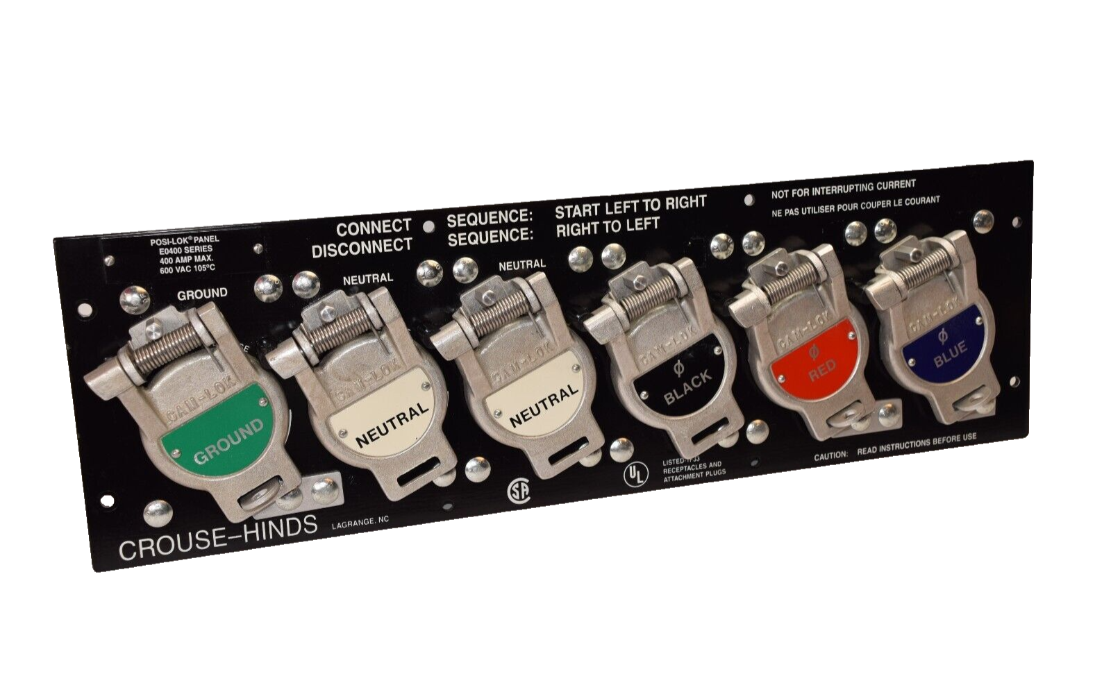 Crouse-Hinds Eaton Posi-Lok Panel E0400 Series 400a 600v 6 receptacle ...