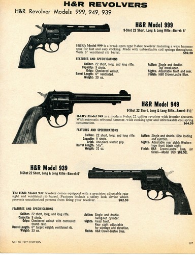 1977 Print Ad Harrington & Richardson H&R Model 999 949 939 649 666 676 ...