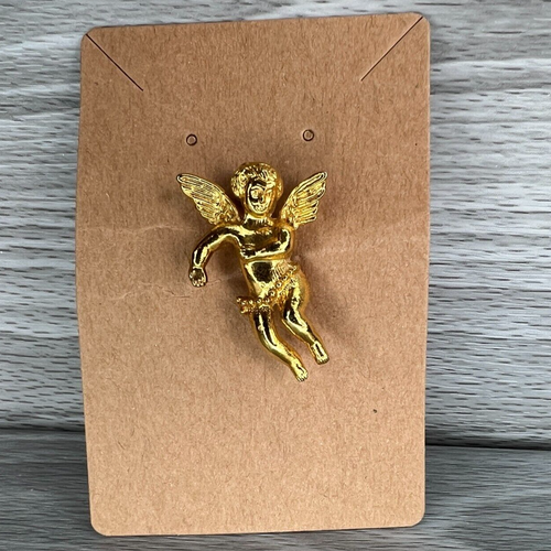 Vtg Angel Brooch Pin Guardian Angel Goldtone Fashion Costume Jewelry ...