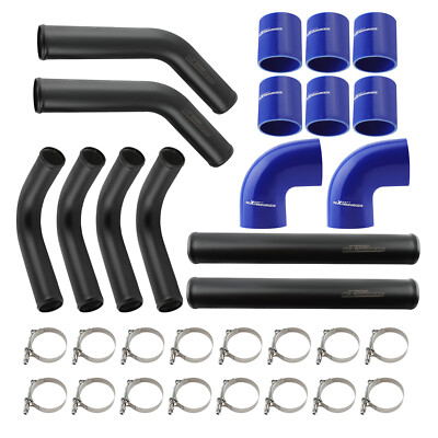 2.5" Universal Aluminum Intercooler Turbo Piping Pipe Kit+Silicone Hose ...