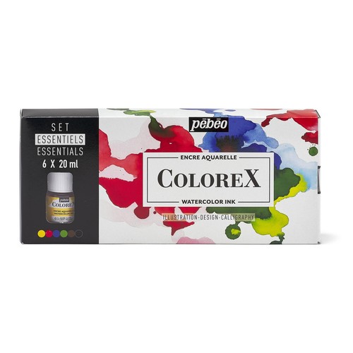 Pebeo Colorex Dye-Based Watercolour Ink Essentials Set 6 x 20ml | eBay ...
