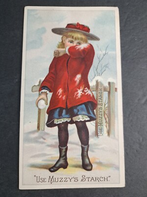1880s - 1910 Muzzy's Starch Snowball Fight Recipes On Back White ...