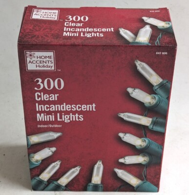NEW HOME ACCENTS 300 CLEAR INCANDESCENT MINI LIGHTS INDOOR OUTDOOR ...