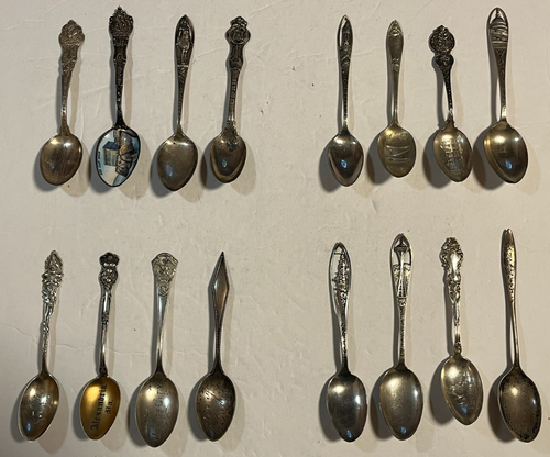 16 STERLING SILVER SOUVENIR SPOONS SCRAP OR USE 251 GRAMS | eBay