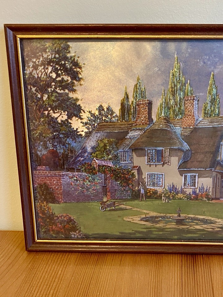 Vintage F.J. Warren Dufex Gold Foil Etched Framed Print - Countryside ...