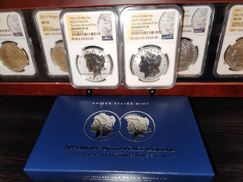 2024 Morgan & Peace Reverse Proof 2 Coin Set NGC PF70 with Mint ...
