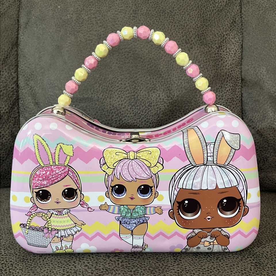 LOL Surprise Pink and Yellow Easter Bunny Tin Bling Purse with Beaded ...