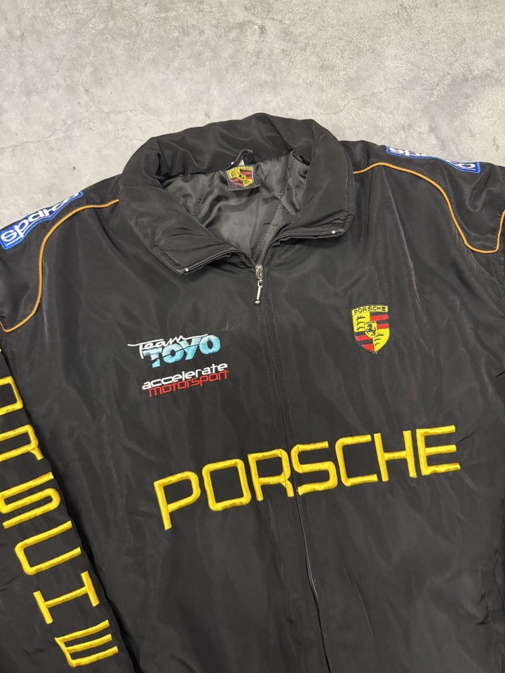 Vintage Rare Porsche Racing Bomber F1 Jacket Streetwear Y2K Black Men`s ...
