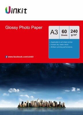 A3 High Glossy Photo Paper Inkjet Printing Paper 240Gsm Thick - 60 ...