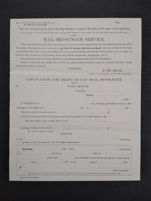 DC: Washington 1880s Mail Messenger Service Blank Form 665 | eBay