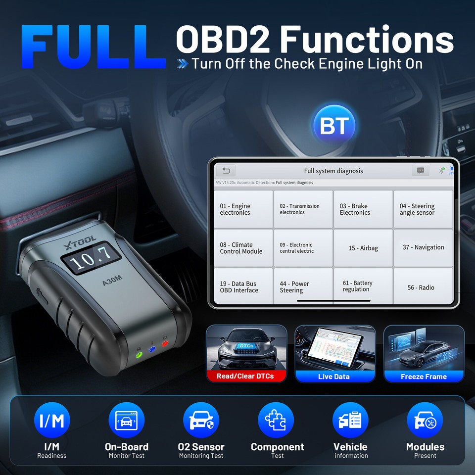2025 XTOOL A30M V2.0 Bluetooth OBD2 Scanner Bidirectional Full System ...