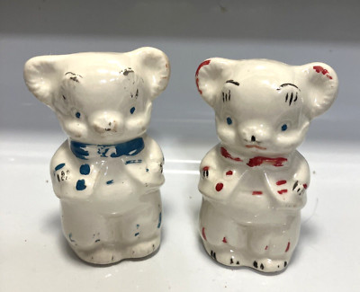 Vintage Shawnee Bears with Blue & Red Bows Salt & Pepper Shaker Set | eBay