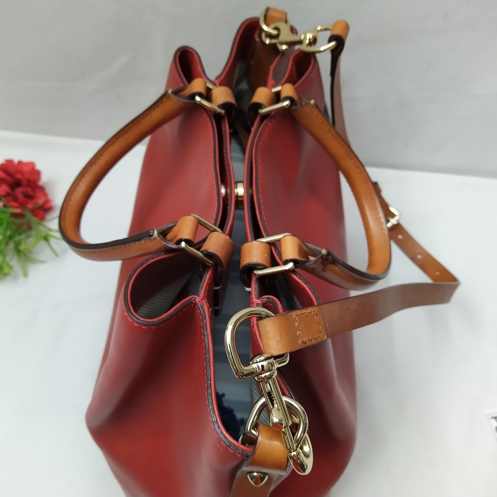 Dooney & Bourke City Barlow Red Leather Double Handle Satchel Shoulder ...