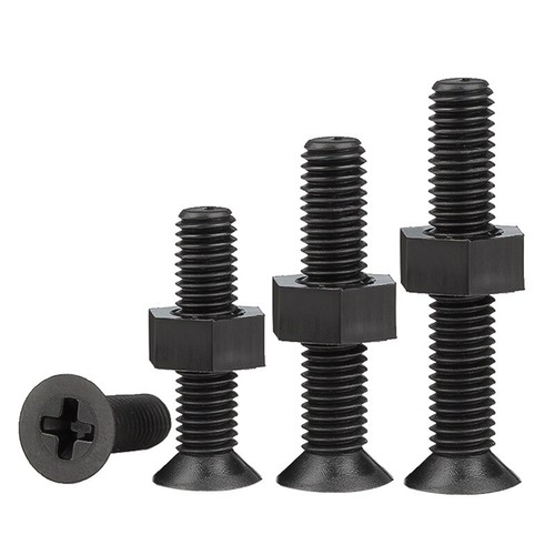 Nylon Plastic Countersunk Philips Screw Bolt&Hex Nut Black White M2M2 ...