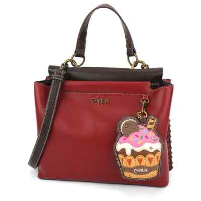 NEW Chala Satchel Crossbody Tote Burgundy Red Pleather Cupcake Coin ...