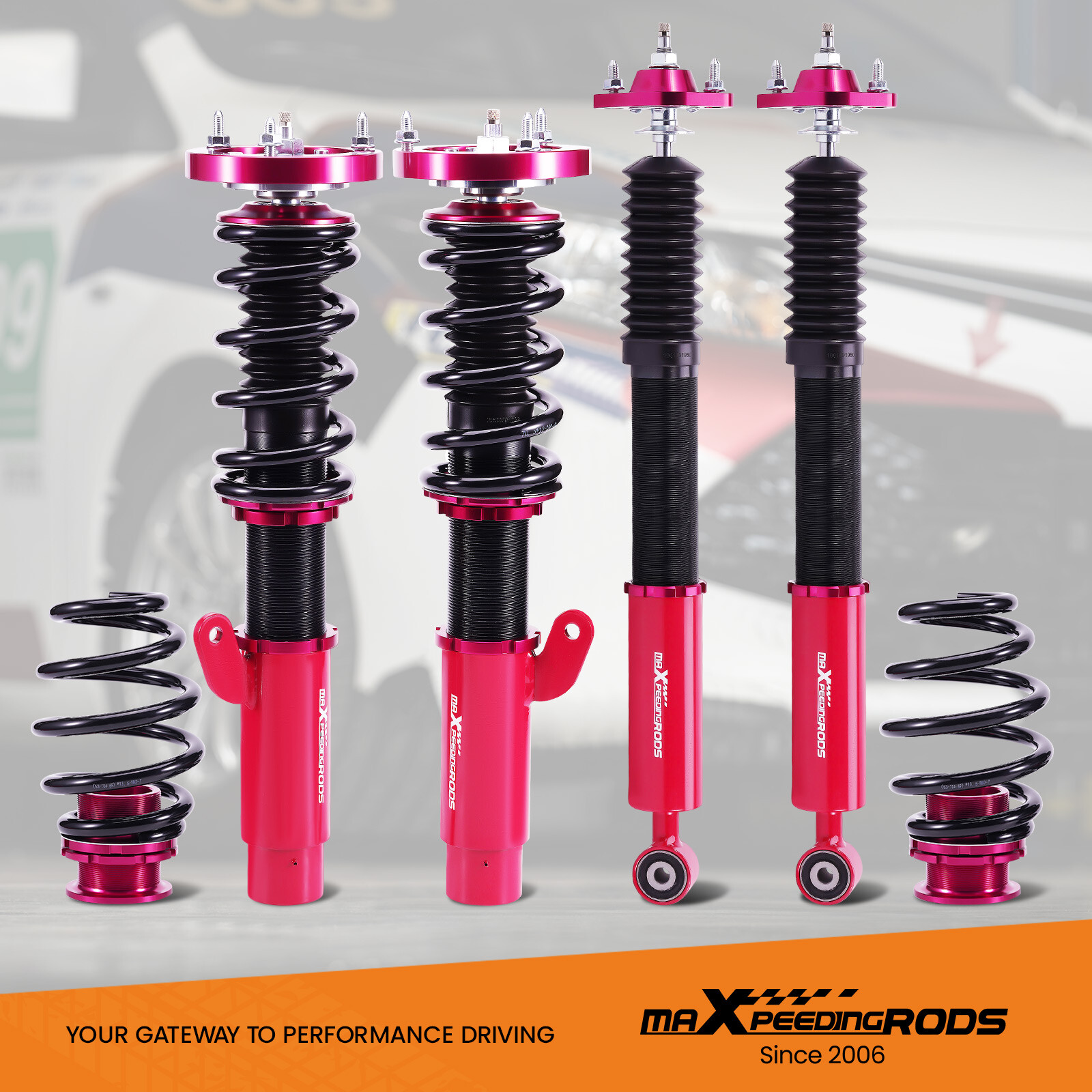 Racing Coilover Struts For BMW E46 3 Series Adj. Height & Camber plates ...