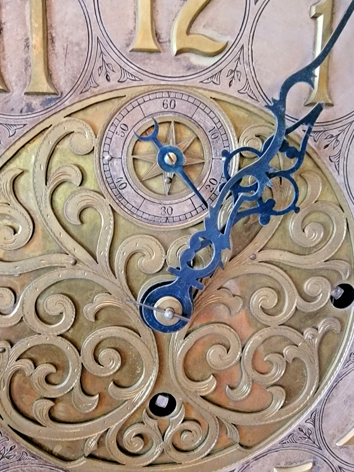 1920s COLONIAL Grandfather Clock, Roman Pediment 5 Tube Cable driven ...