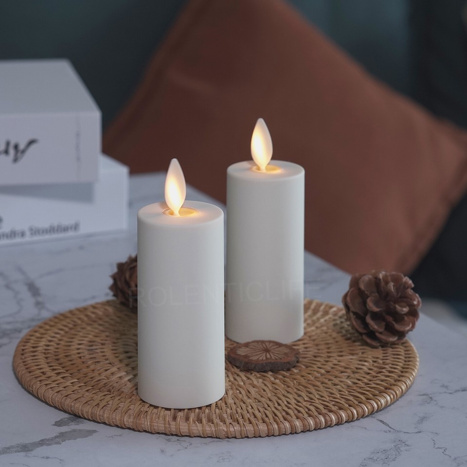 Set of 2 Luminara Flameless Votive LED Candles Moving Flame Ivory with timer | eBay