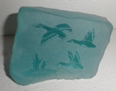 Siku Canada Paperweight Ducks Geese Flying Art Glass Vtg Signed Native ...