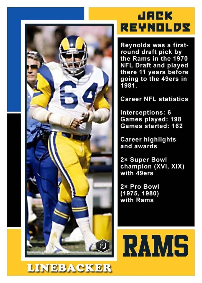 ACEO JACK REYNOLDS LOS ANGELES RAMS CUSTOM HAND MADE ART CARD | eBay