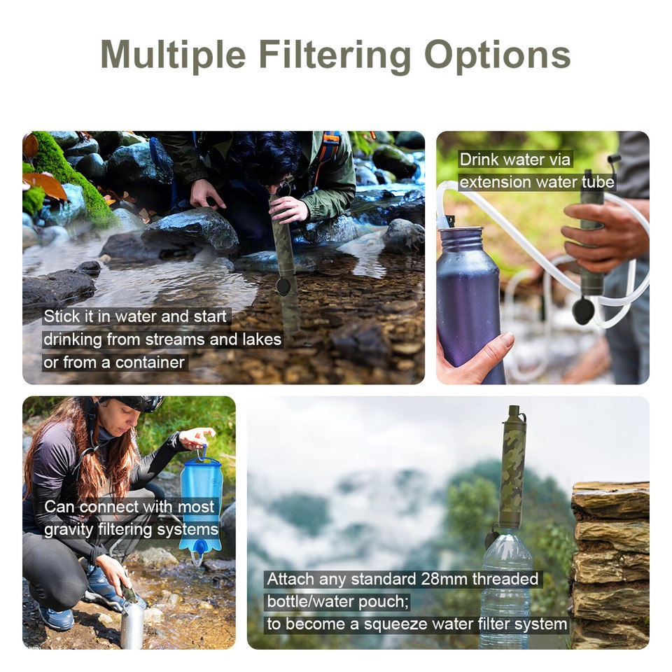 1-6,Camo Water Filter Straw Portable Personal Water Purification Filter ...