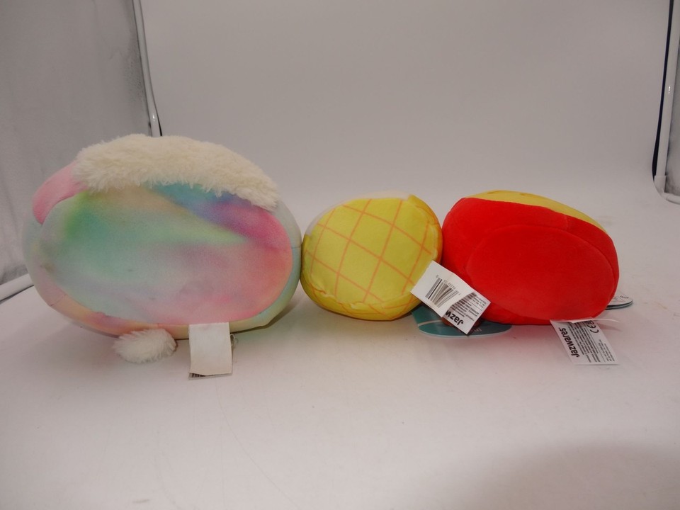 Squishmallow Mannon The Gouda Cheese Yellow Red and Maui and Noe the ...