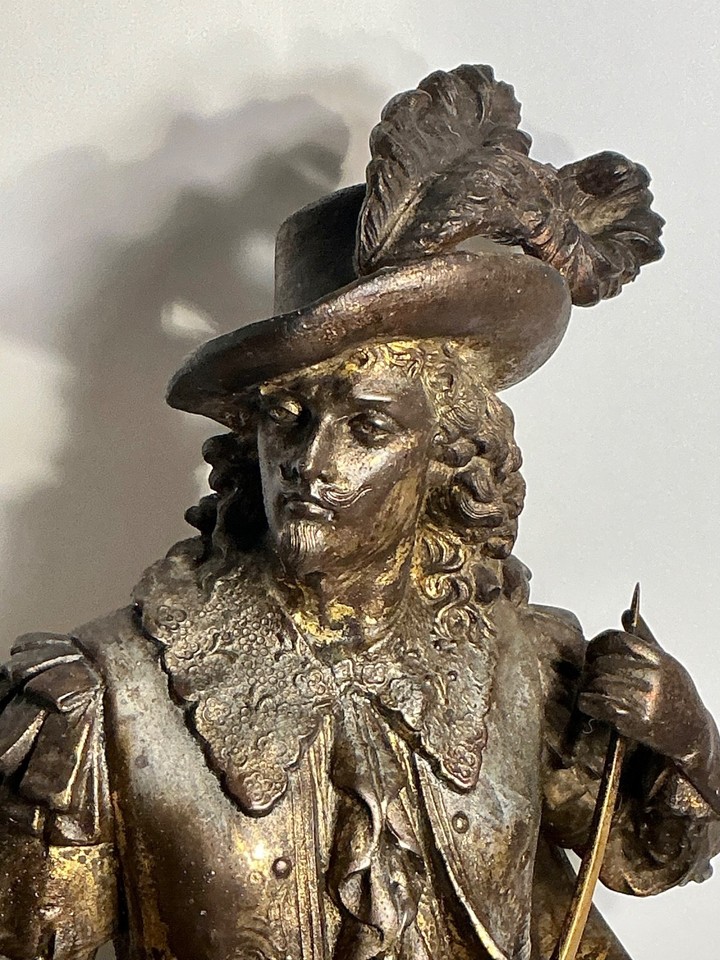 Large Ansonia 1880s Figural Working Mantle Clock French Cavalier with ...