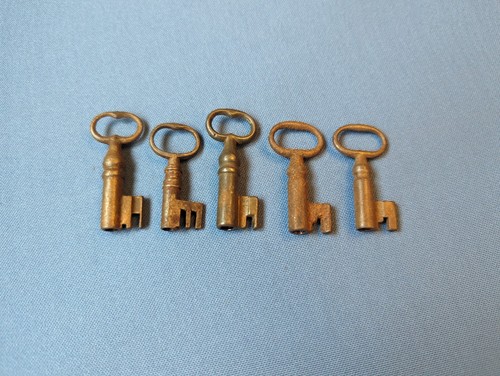 Lot of 5 vtg hollow barrel iron skeleton keys, bottom cut bits | eBay