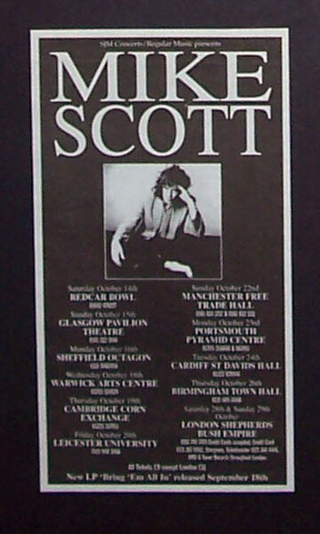Mike Scott Bring Em All In Tour 1995 Mini Poster Type Concert Ad (The ...