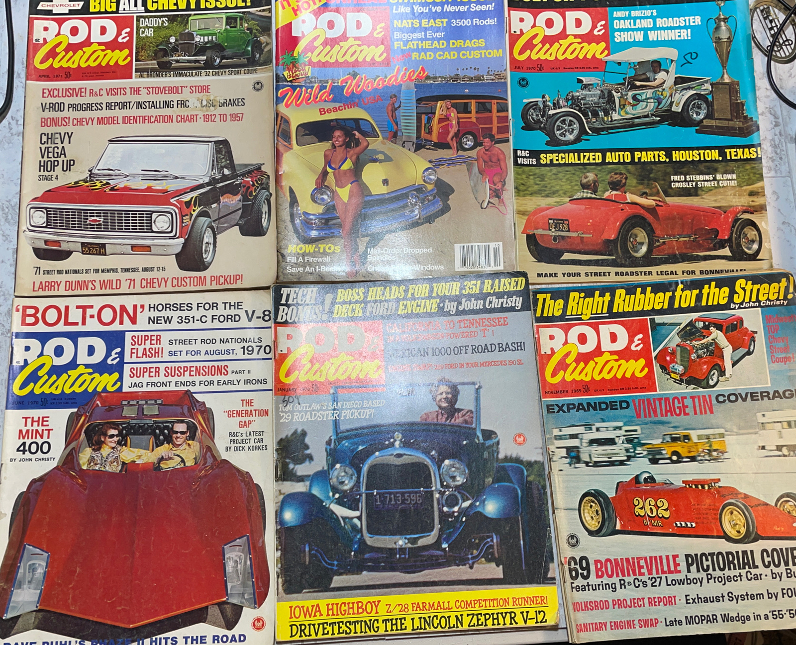 6 Hot Rod mags Rod & Custom MAGAZINE Vintage 1970’s, 1969, 1980 Man ...