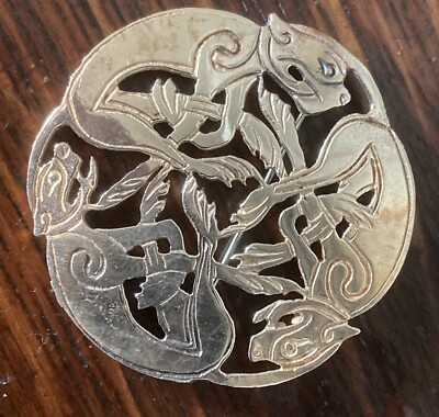 Three Dog Celtic Goldtone Brooch - Aiden J Breen Style | eBay