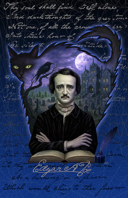Edgar Allan Poe Black Cat Art Print – Gothic Horror Poster by Scott ...