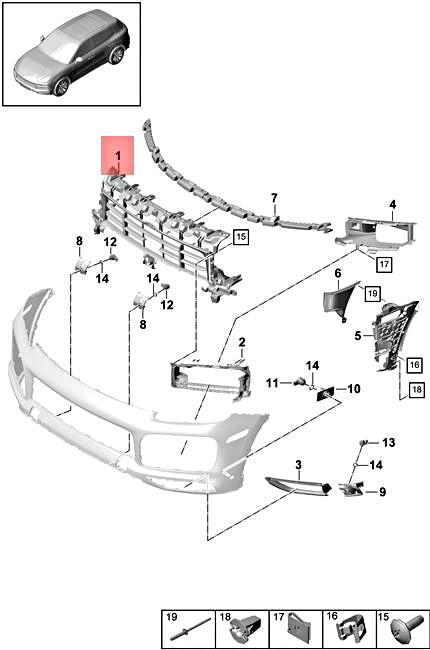 Genuine PORSCHE Cayenne 9YA Grille Center Black 9Y0807683T041 | eBay