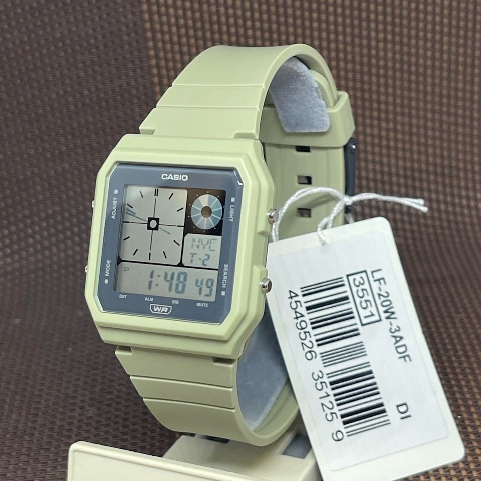 Casio POP LF-20W-3A Green Digital Style Analog Bio Resin Retro Style ...