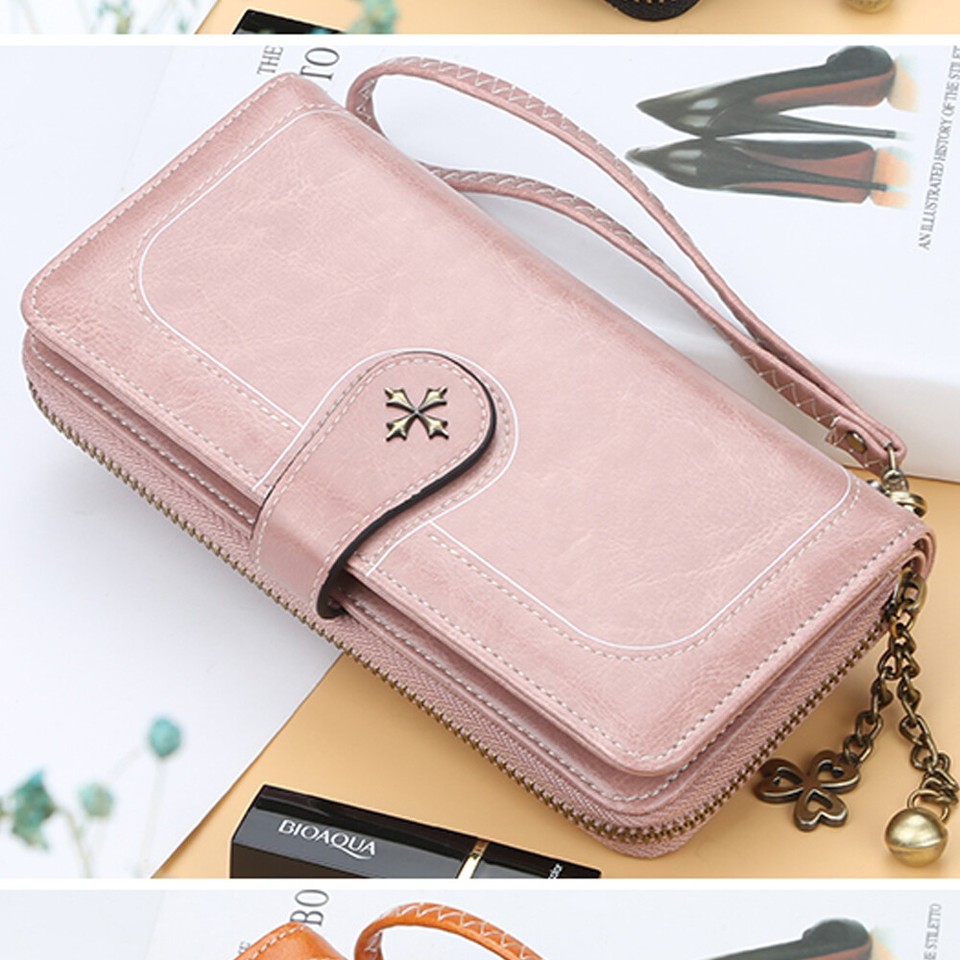 Women's Long Leather Wallet Phone Bag Credit Card Holder Purse Clutch ...