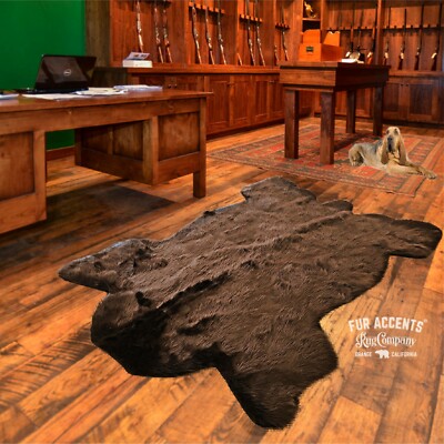 Brown Buffalo Hide Rug - Plush Shag Faux Fur - Bonded Suede Lining ...