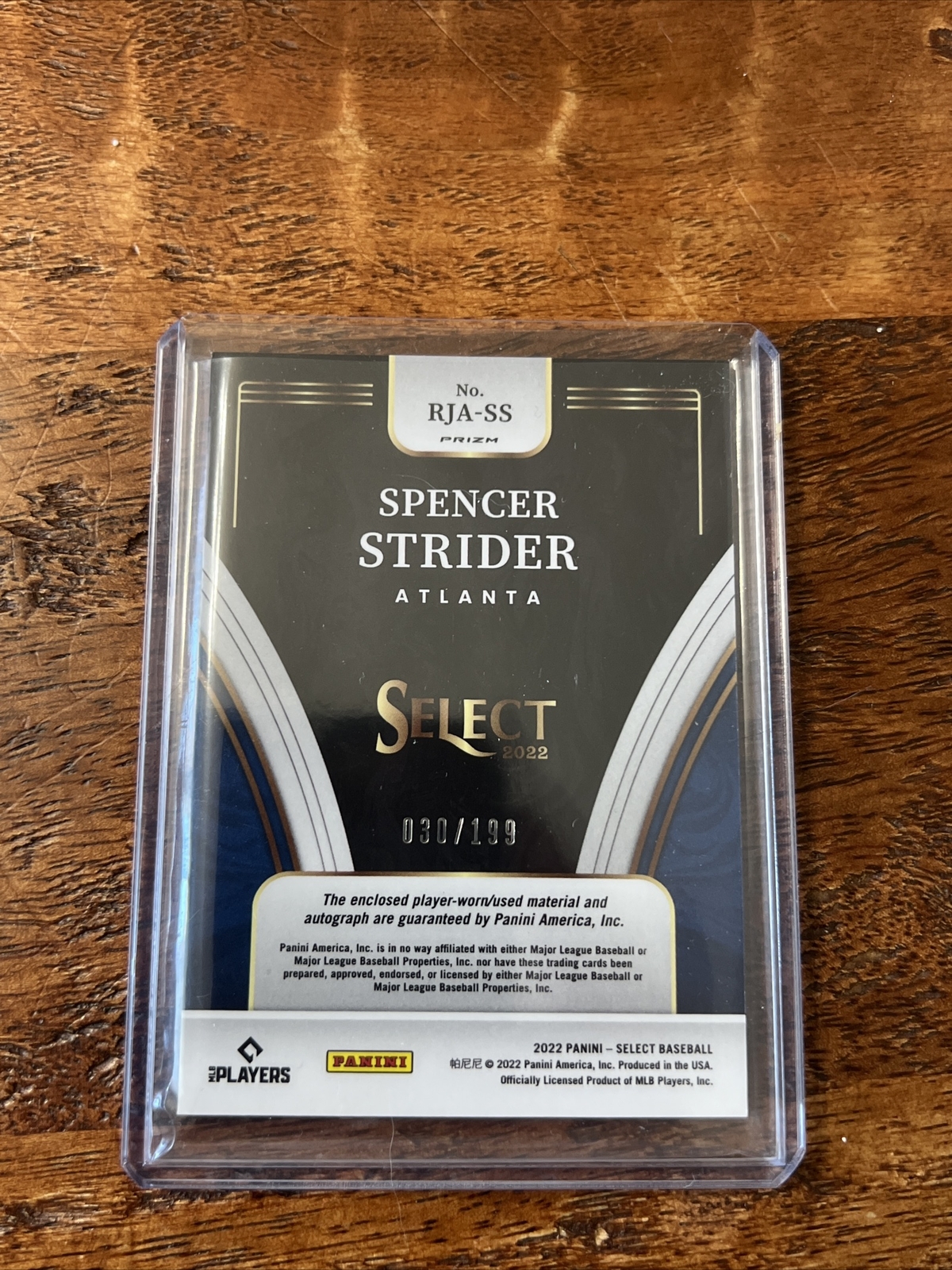 Spencer Strider Patch Auto RC 2022 Select Baseball Atlanta Braves Holo ...