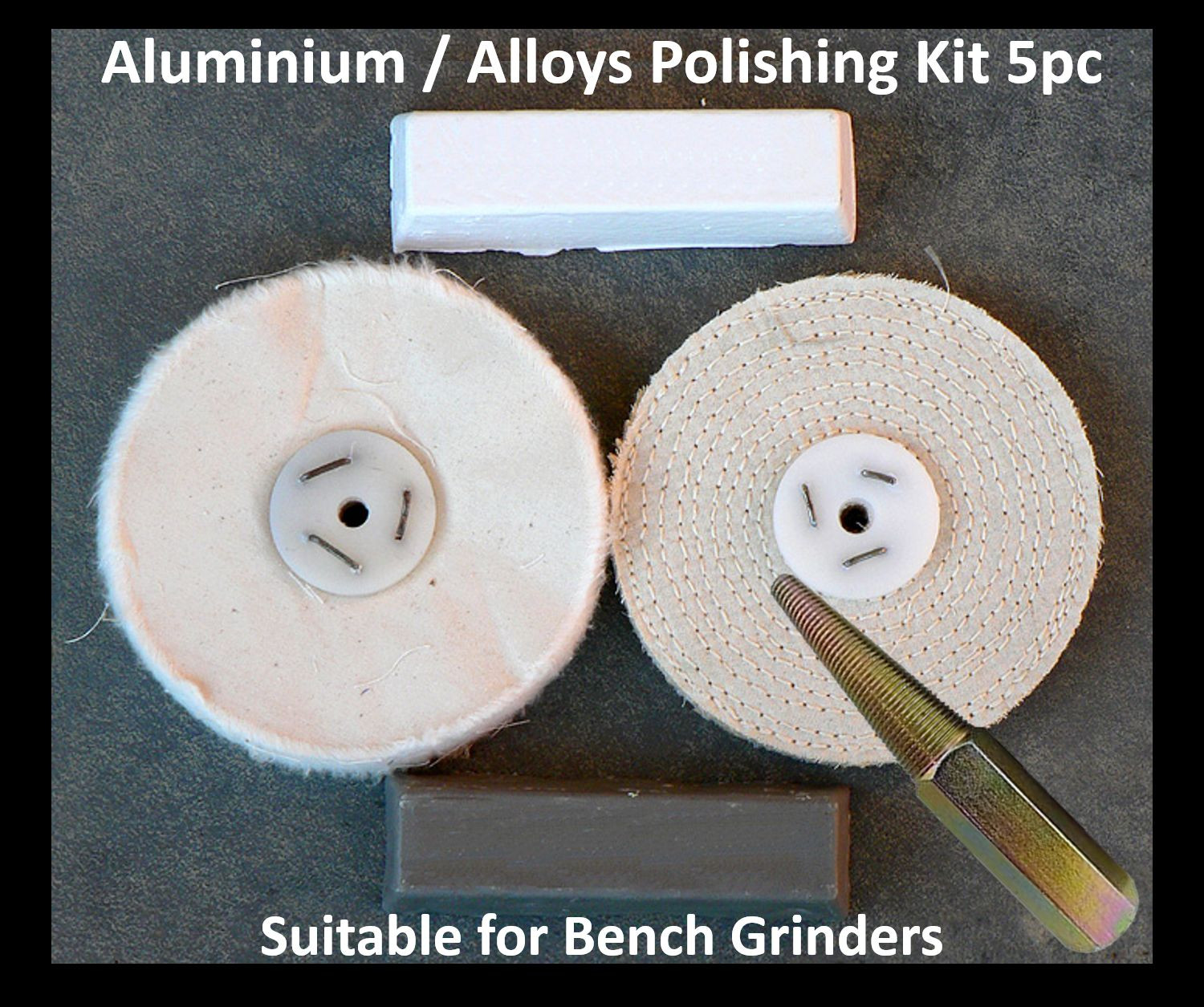 150mm Aluminium Buffing Polishing Kit for Bench Grinder(Buffs/Compounds ...