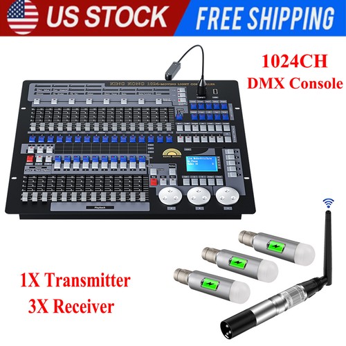 1024 Channels DMX Controller + Receiver Transmitter Wireless Control ...