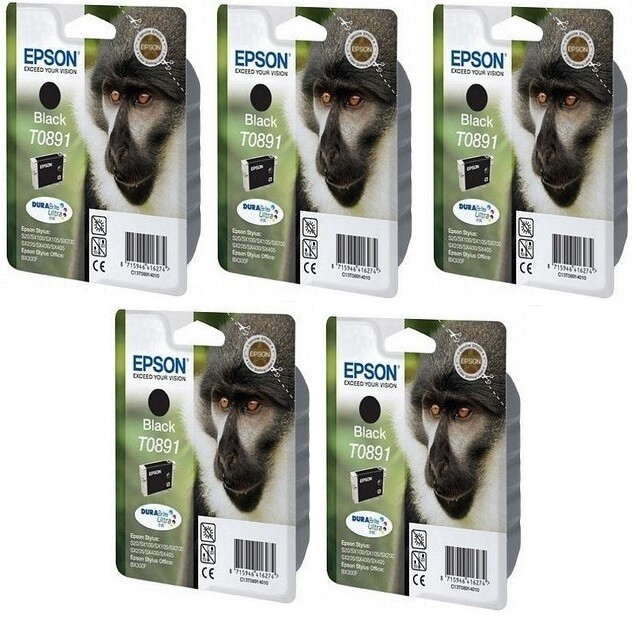5 Original Epson Ink T0891 Cartridges Stylus Office BX300F S20 S21 ...