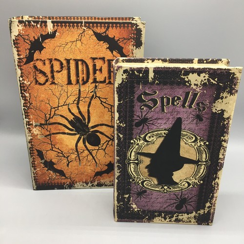 2pc Halloween Spider Spells Faux Book Stash Storage Box Decor Prop ...