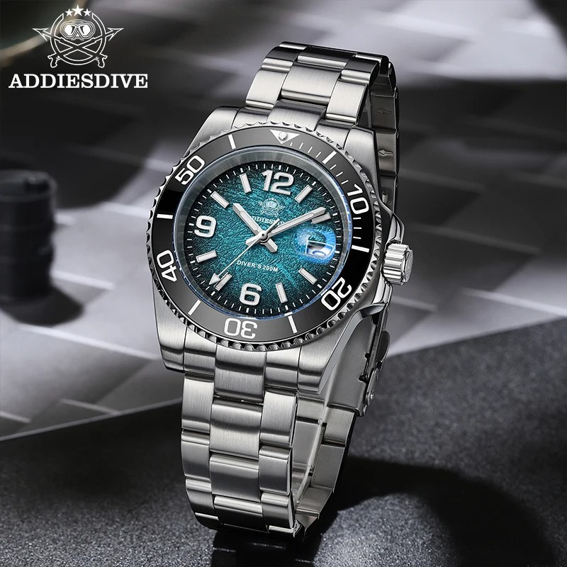 41MM ADDIESDIVE Quartz Men's Watch Diver 200M Waterproof Luminous ...