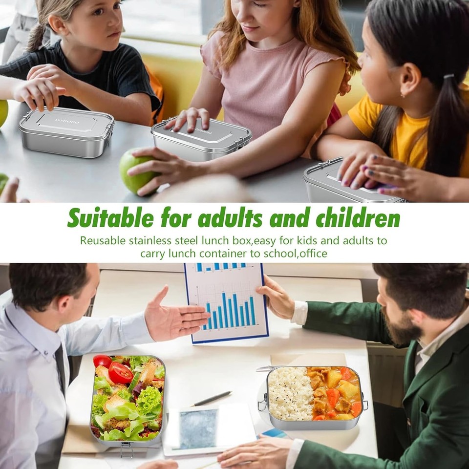 Stainless Steel Lunch Box 800/1200/1400ml: Partitionable Leak-proof ...